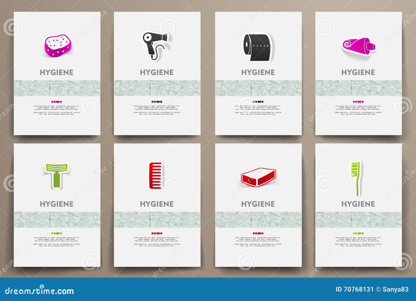 Corporate Identity Vector Templates Set with Doodles Hygiene Theme ...