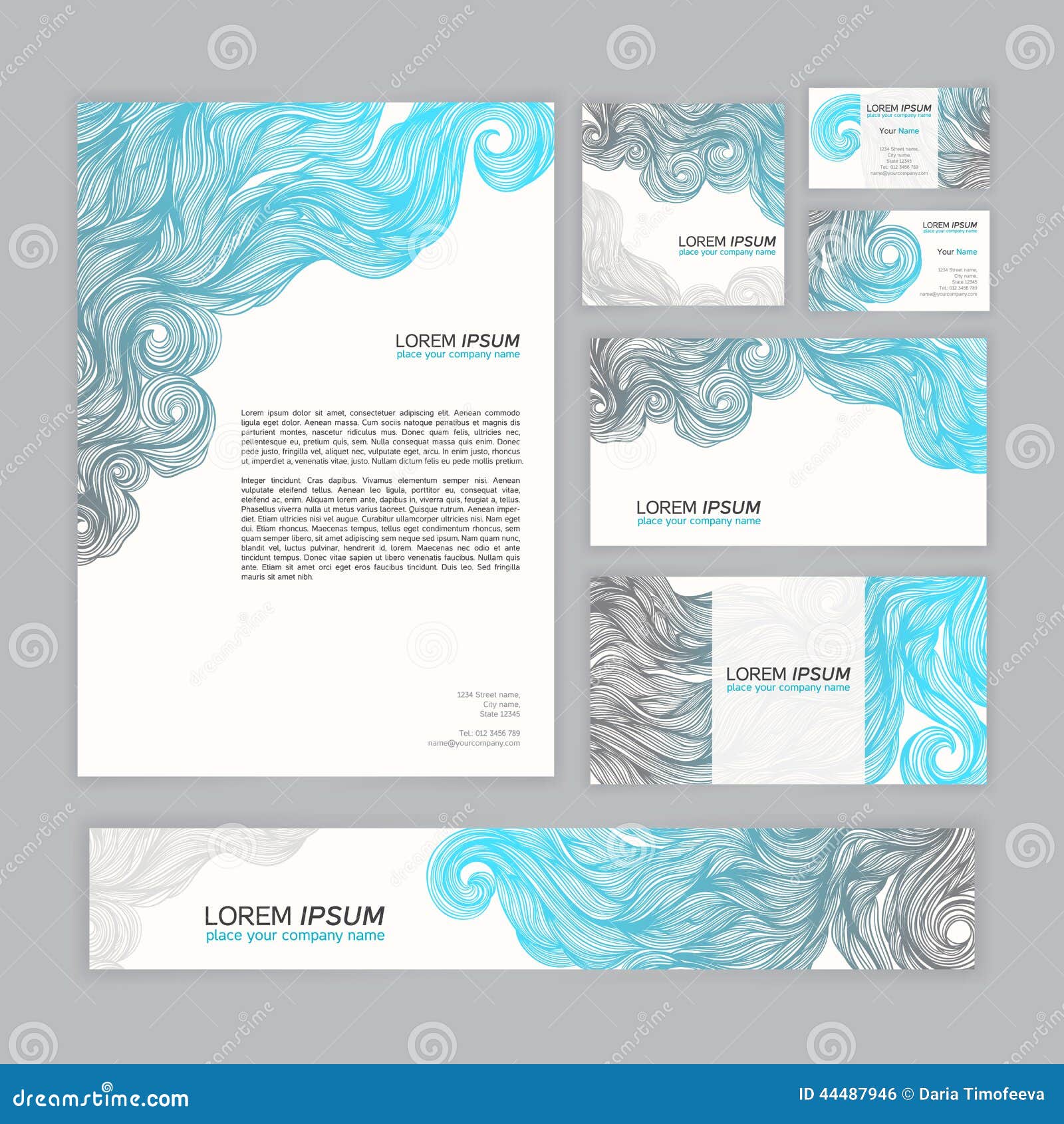 Corporate Identity with Wave Pattern Stock Vector - Illustration of ...