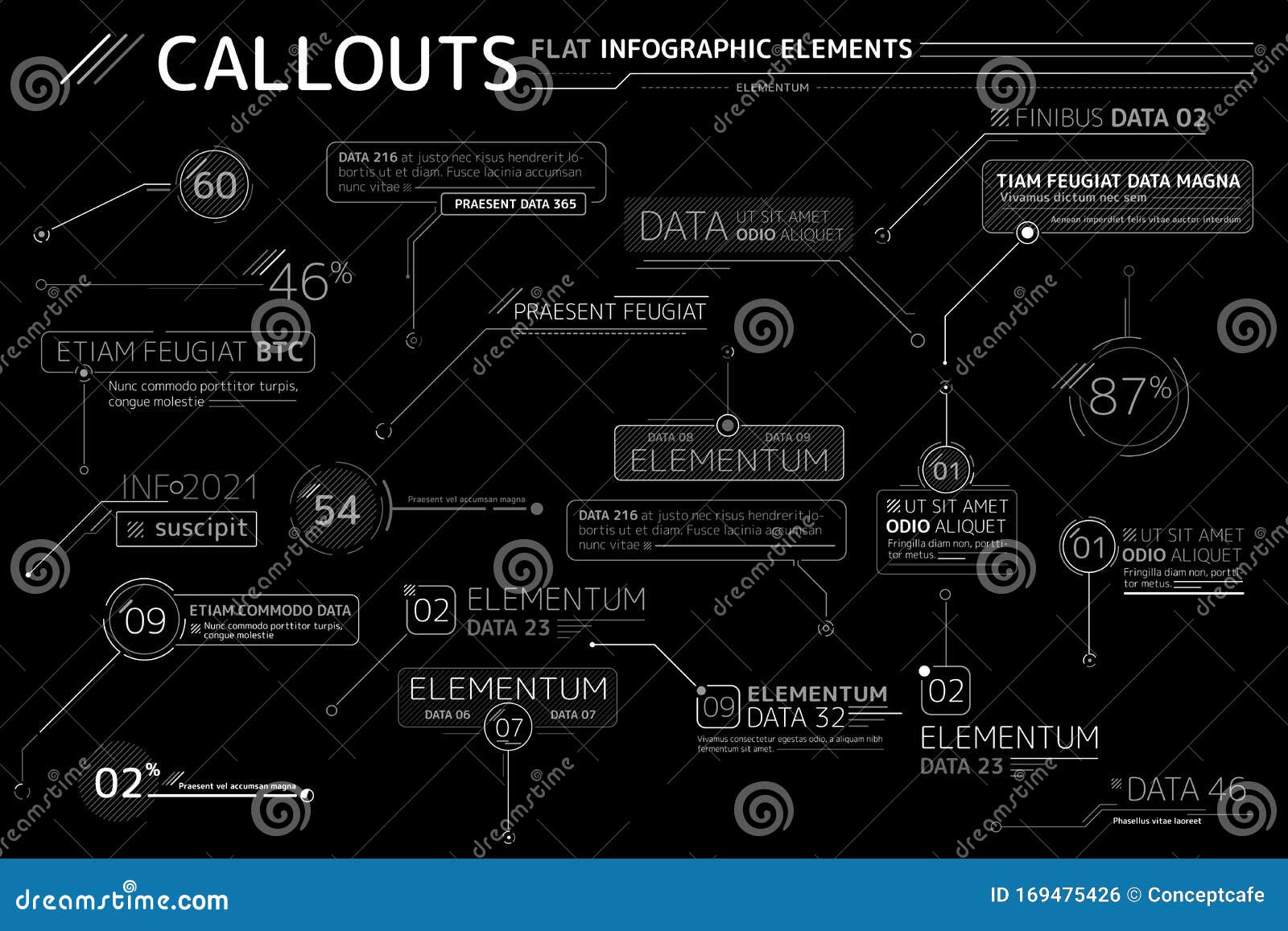 Callouts Flat Infographic Elements Collection Stock Vector ...