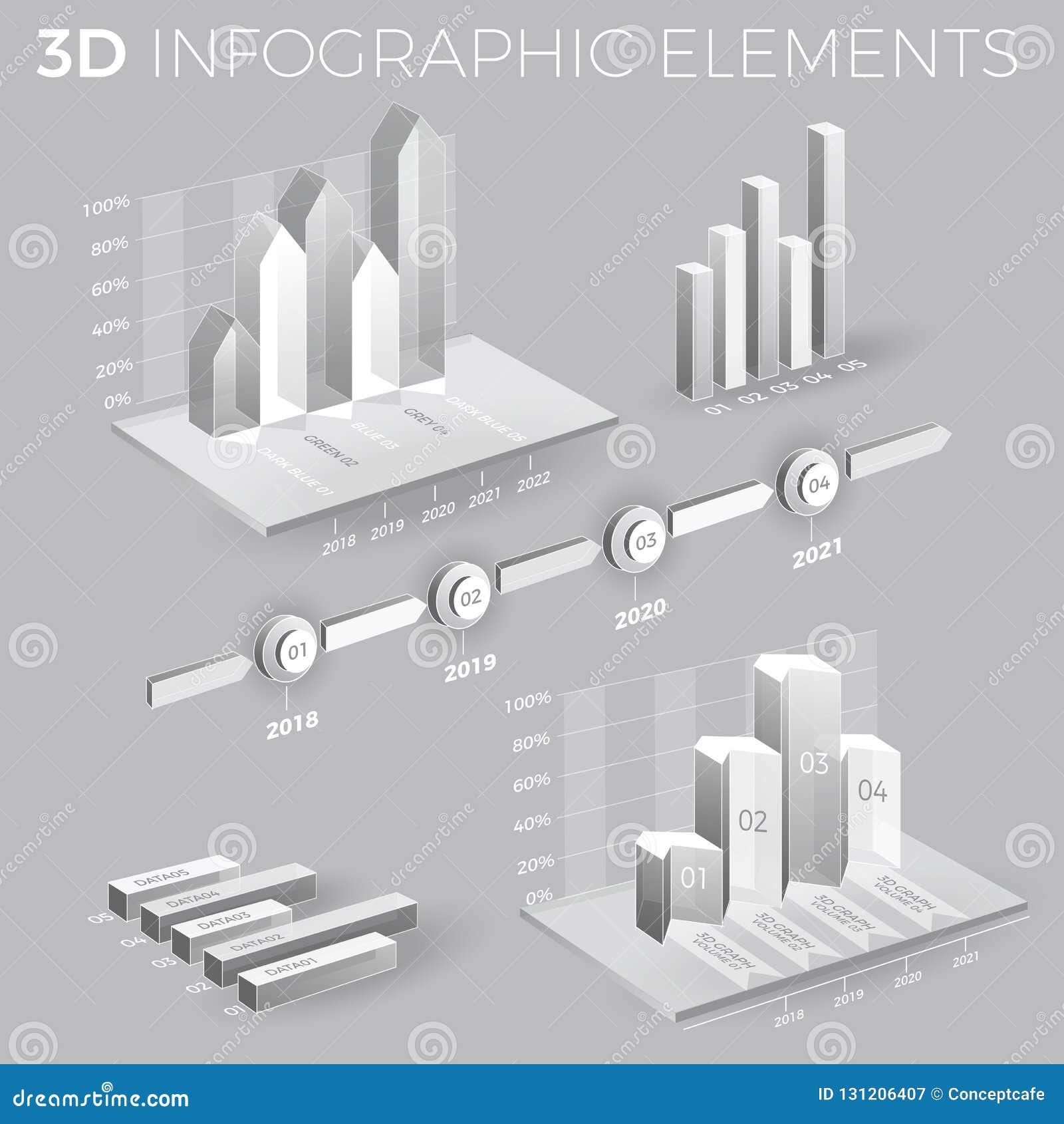 Corporate Infographic Elements in Gray and White Stock Vector ...