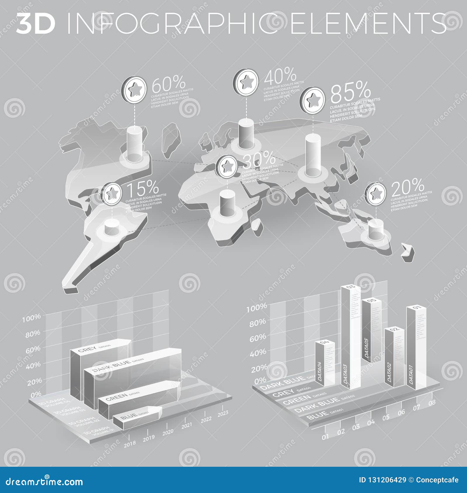Corporate Infographic Elements in Gray and White Stock Vector ...