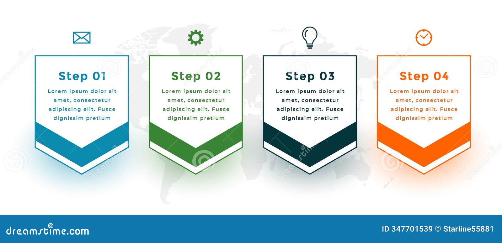 Corporate Infographic Timeline Chart With Numbered Steps And Ideas ...