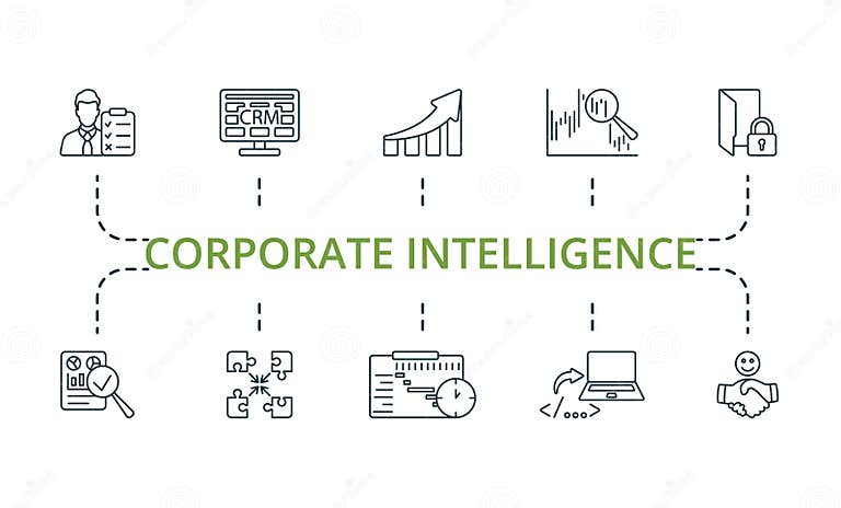 Corporate Intelligence Thin Line Icon Set. Monochrome Simple Corporate ...