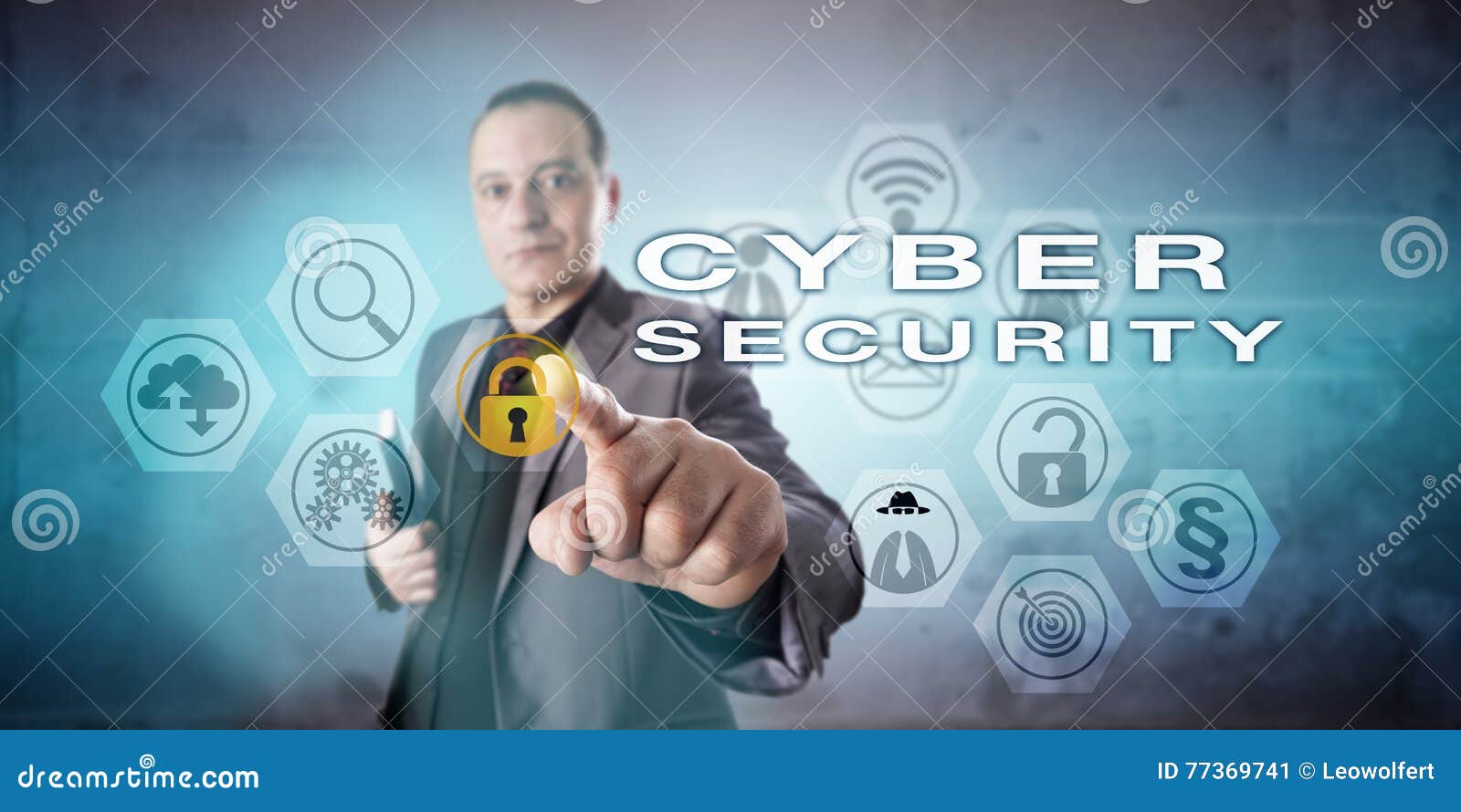 Corporate Investigator Activating CYBER SECURITY Stock Image - Image of ...