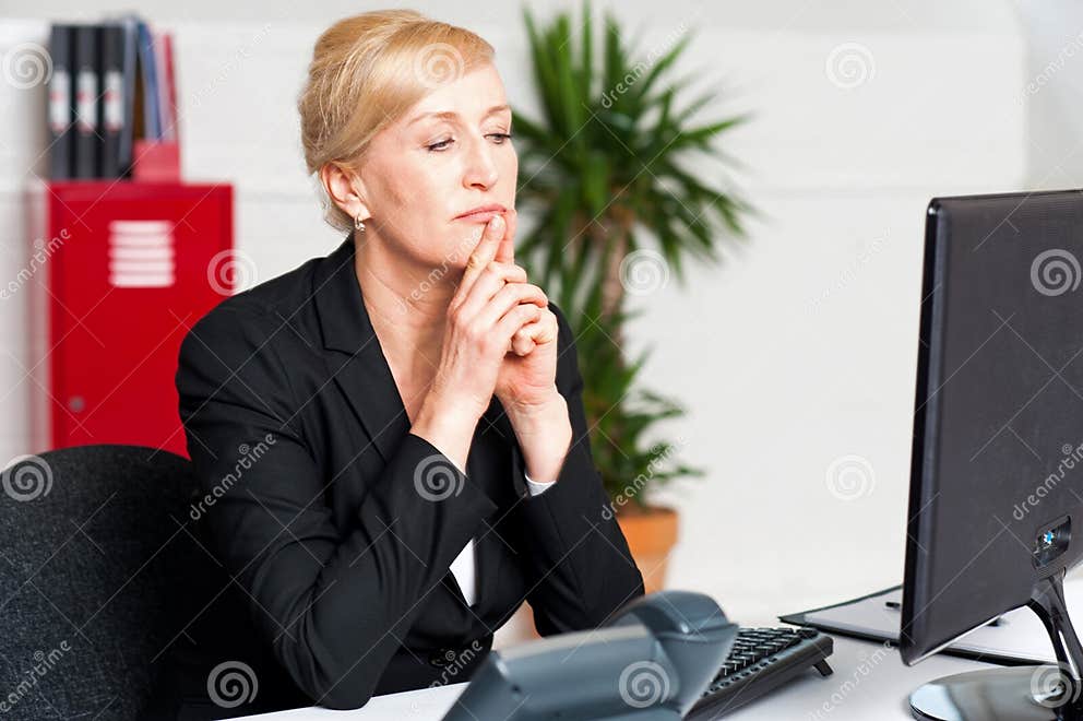 Corporate Lady Looking into Computer Screen Stock Photo - Image of ...