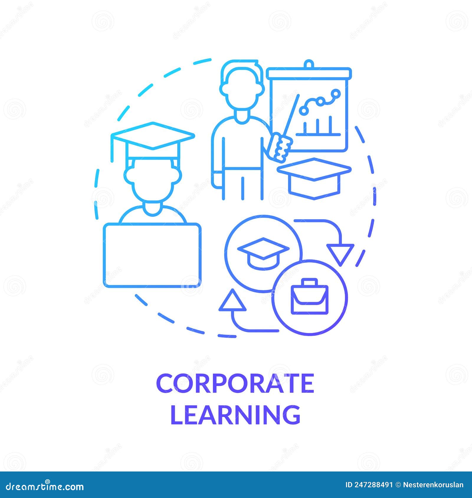 Corporate Learning Blue Gradient Concept Icon Stock Vector ...