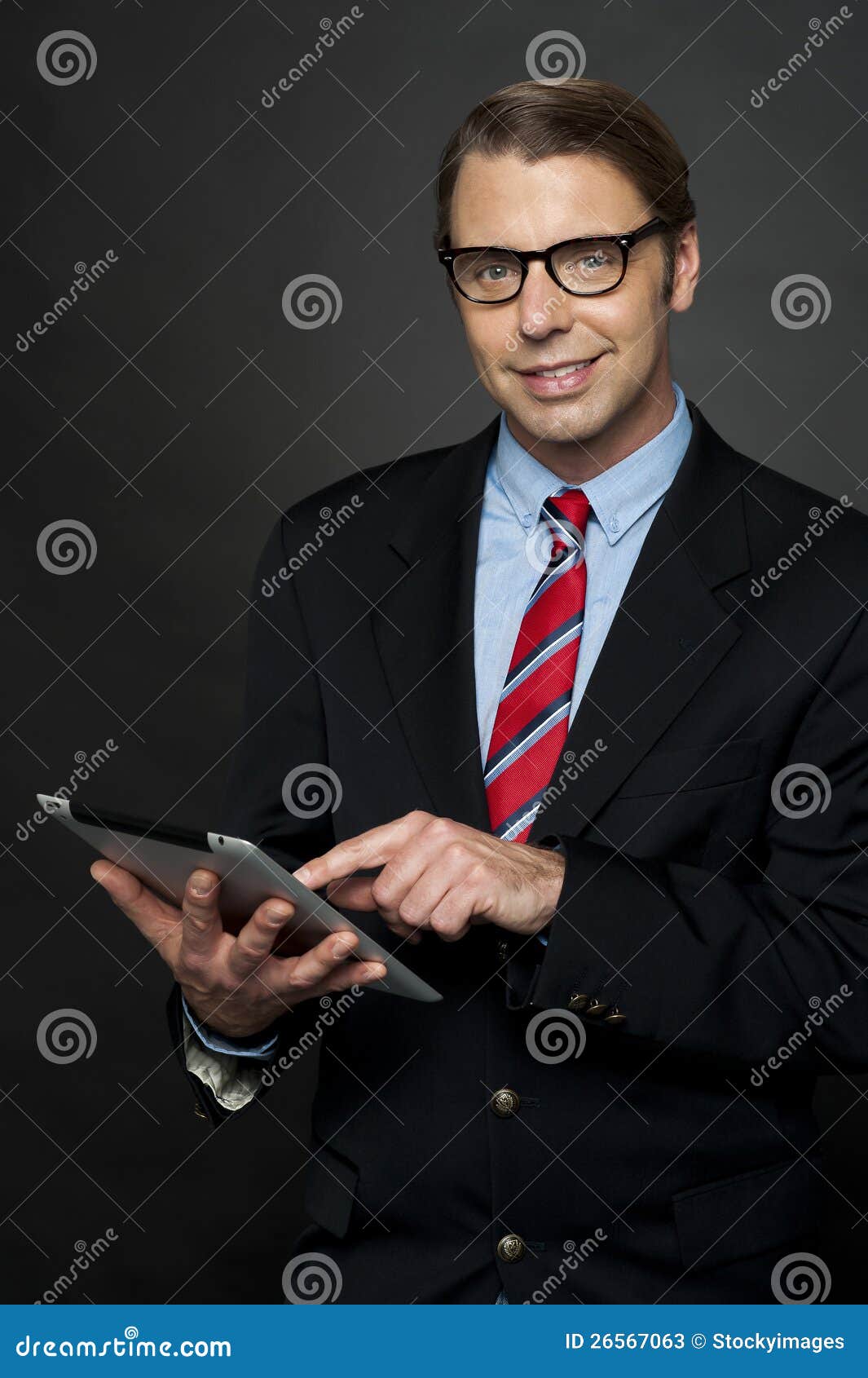 Corporate Male Operating Tablet Pc Stock Image - Image of electronic ...