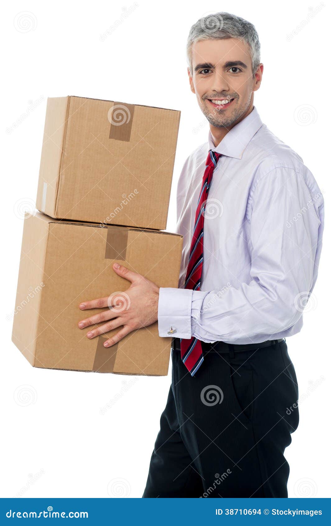 Corporate Man with a Cardboard Box in Hand Stock Photo - Image of ...