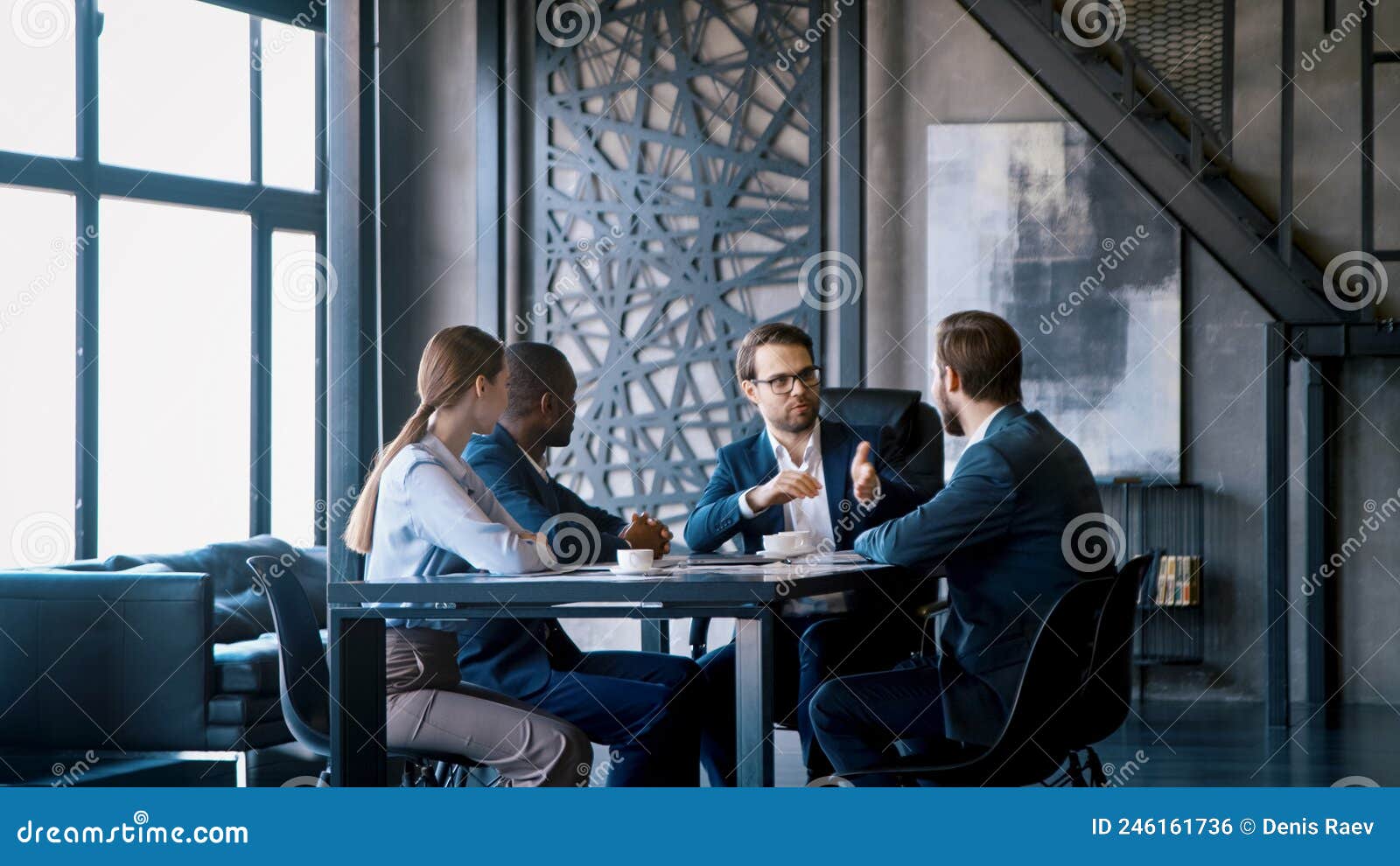 Corporate Manager Communicating with a Business Team in a Loft Stock ...