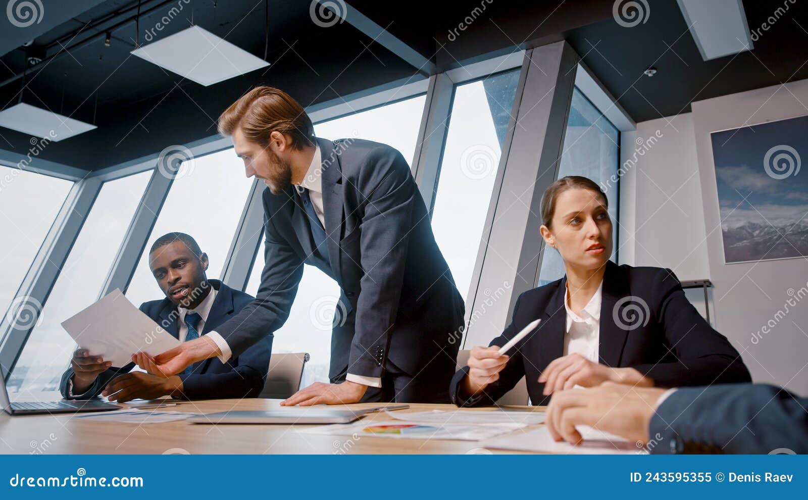 Corporate Manager Communicating with a Business Team. Meeting. Work ...