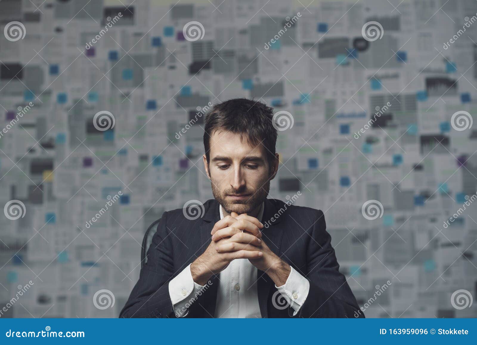 Corporate Manager Thinking and Looking Down Stock Photo - Image of ...