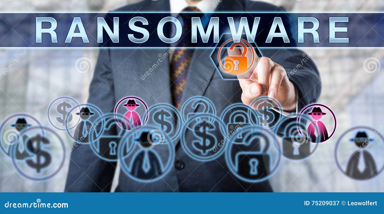 Corporate Manager Touching RANSOMWARE Stock Image - Image of money ...