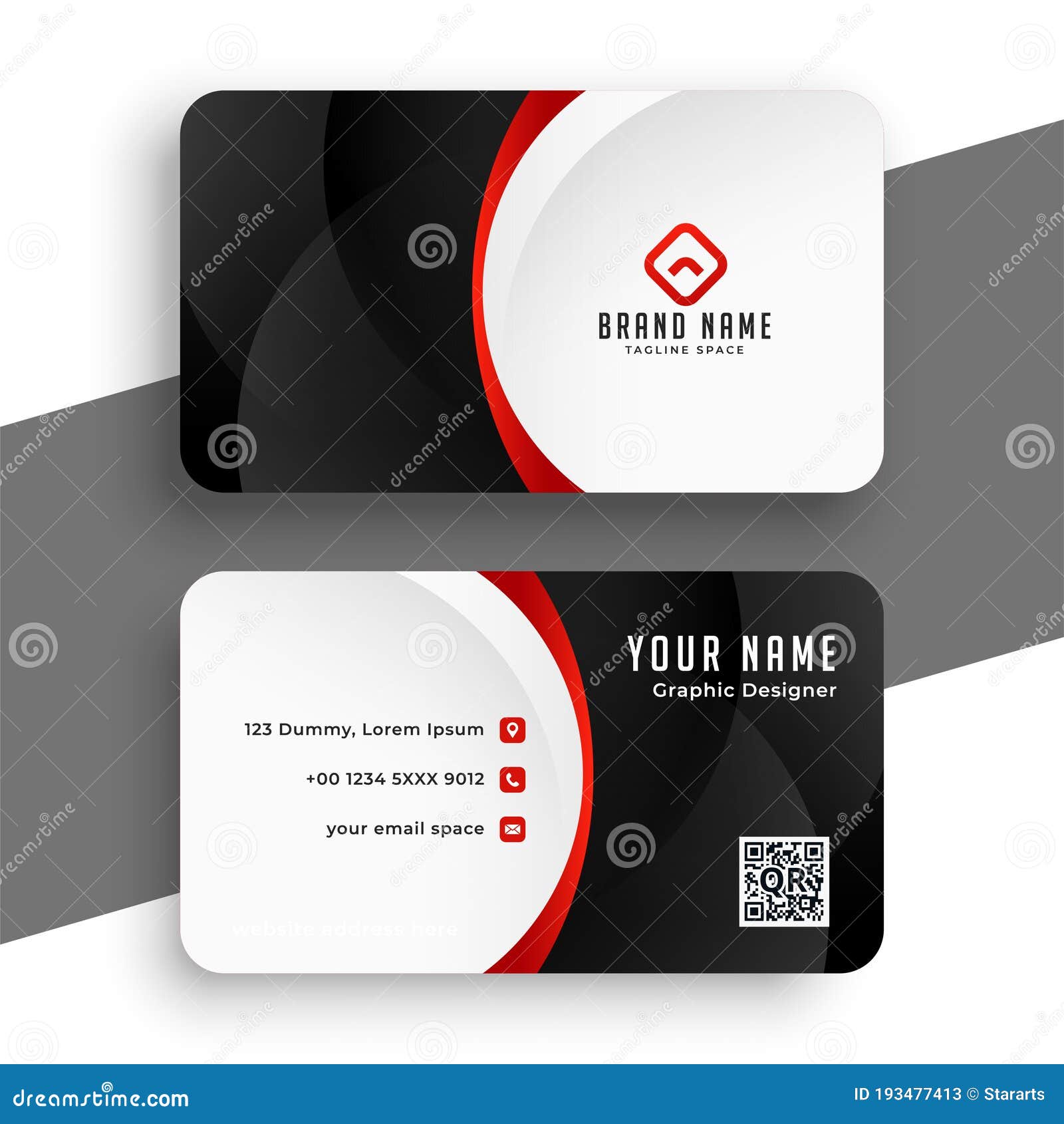 Corporate Modern Business Card in Red Theme Design Stock Vector ...