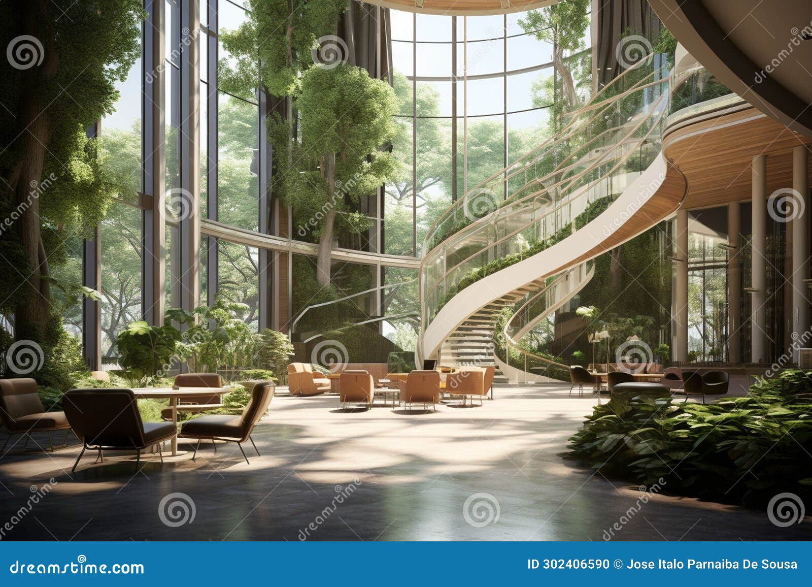 Corporate Office Atrium with Natural Light and Stock Photo - Image of ...