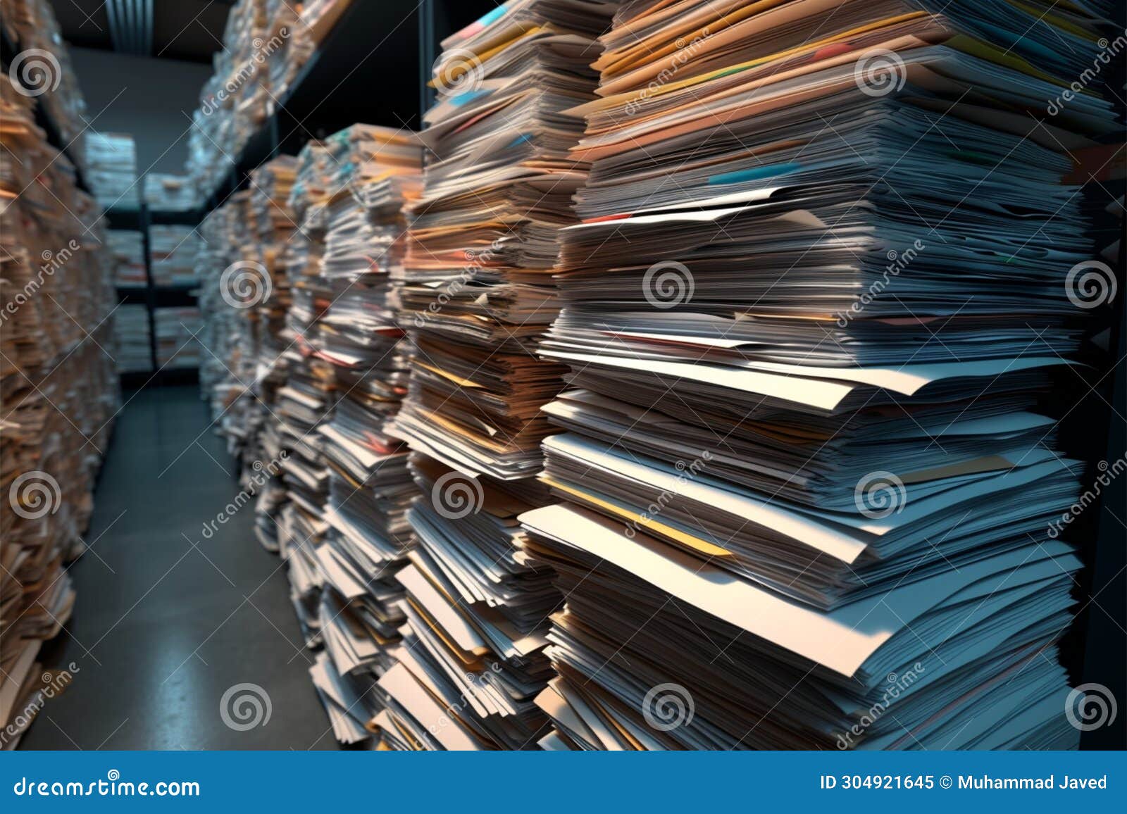 Corporate Order Stacks of Paperwork, Business Documents in Office ...