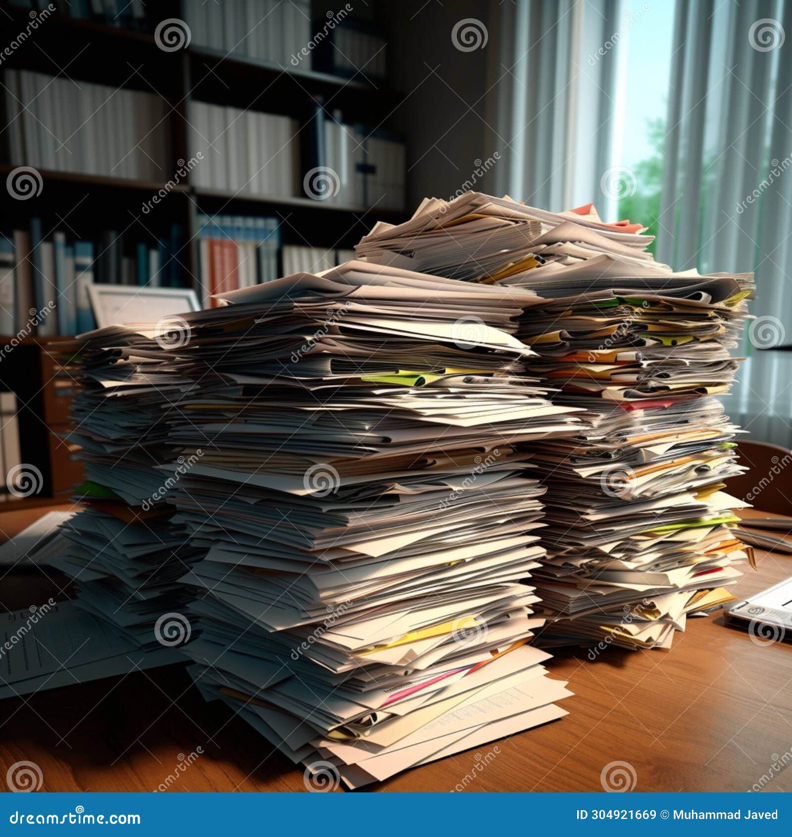 Corporate Order Stacks of Paperwork, Business Documents in Office ...