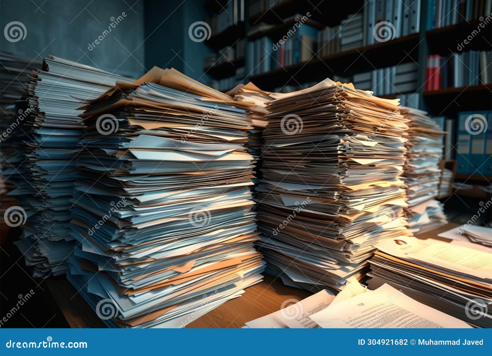 Corporate Order Stacks of Paperwork, Business Documents in Office ...