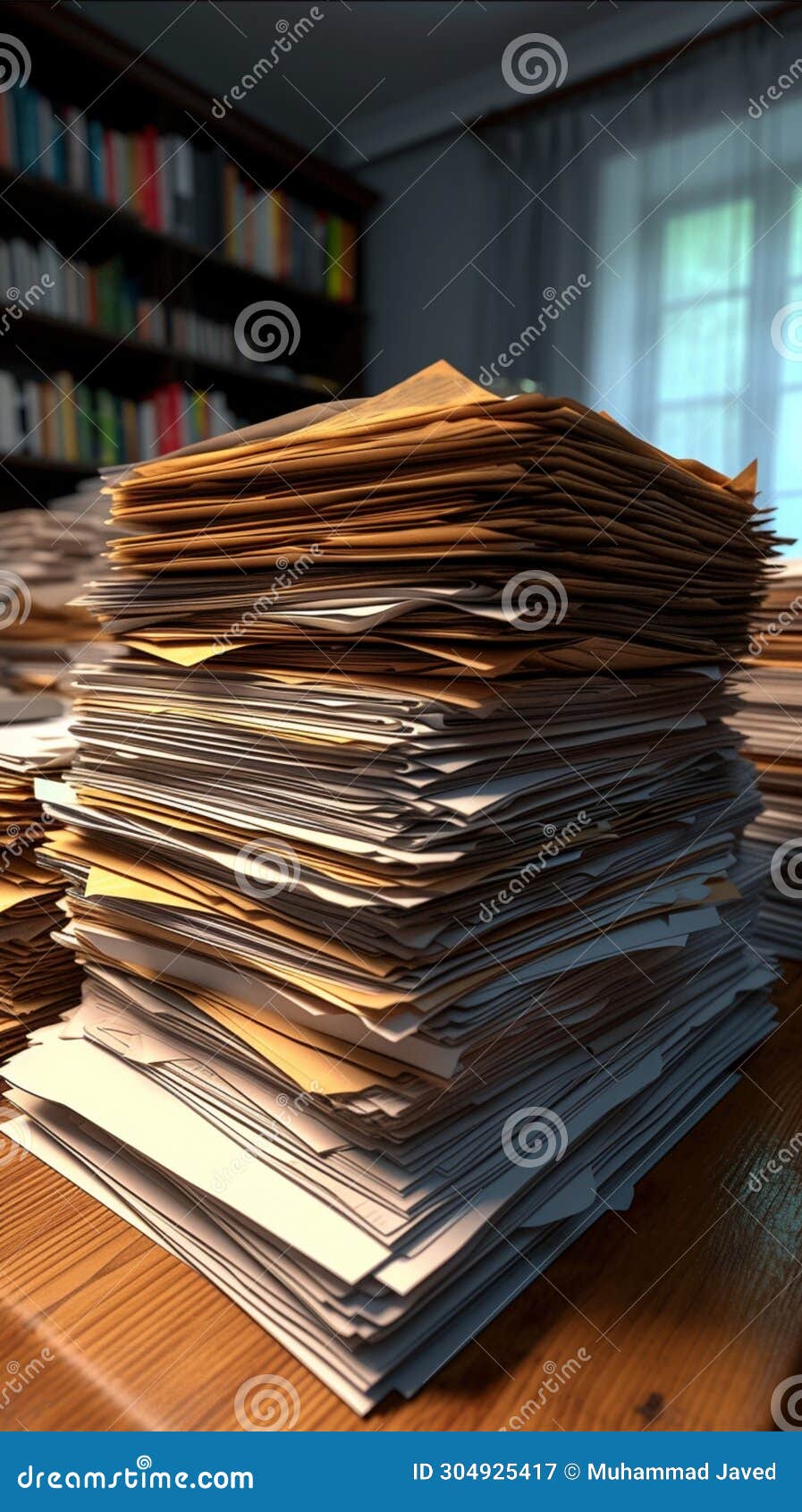 Corporate Order Stacks of Paperwork, Business Documents in Office ...