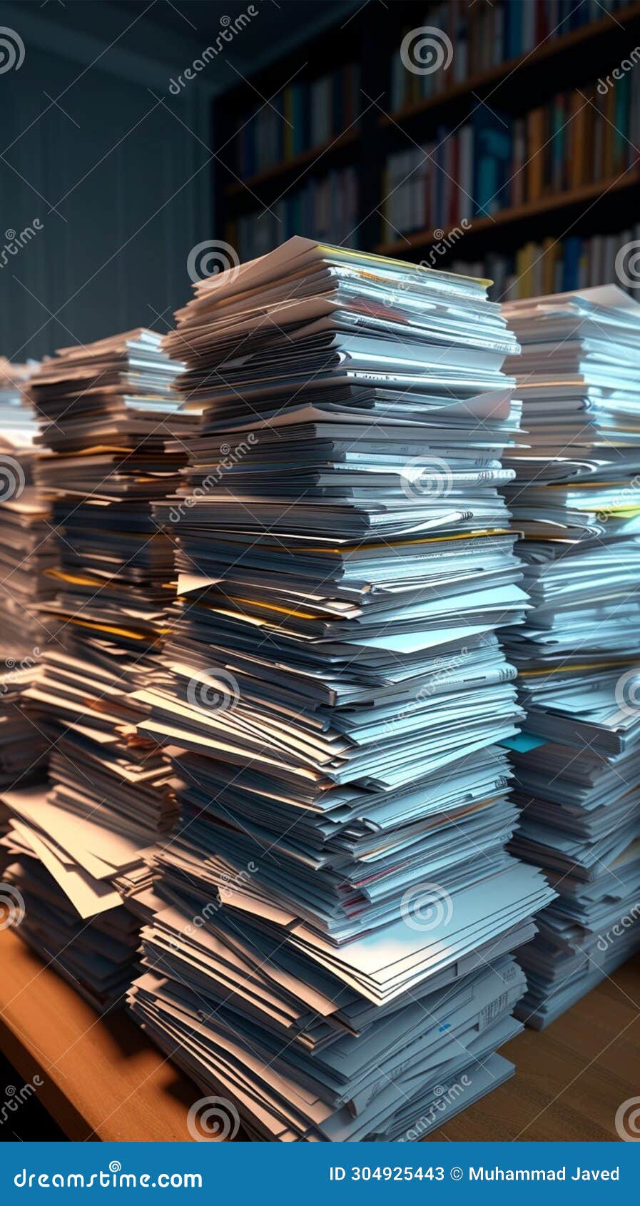 Corporate Order Stacks of Paperwork, Business Documents in Office ...