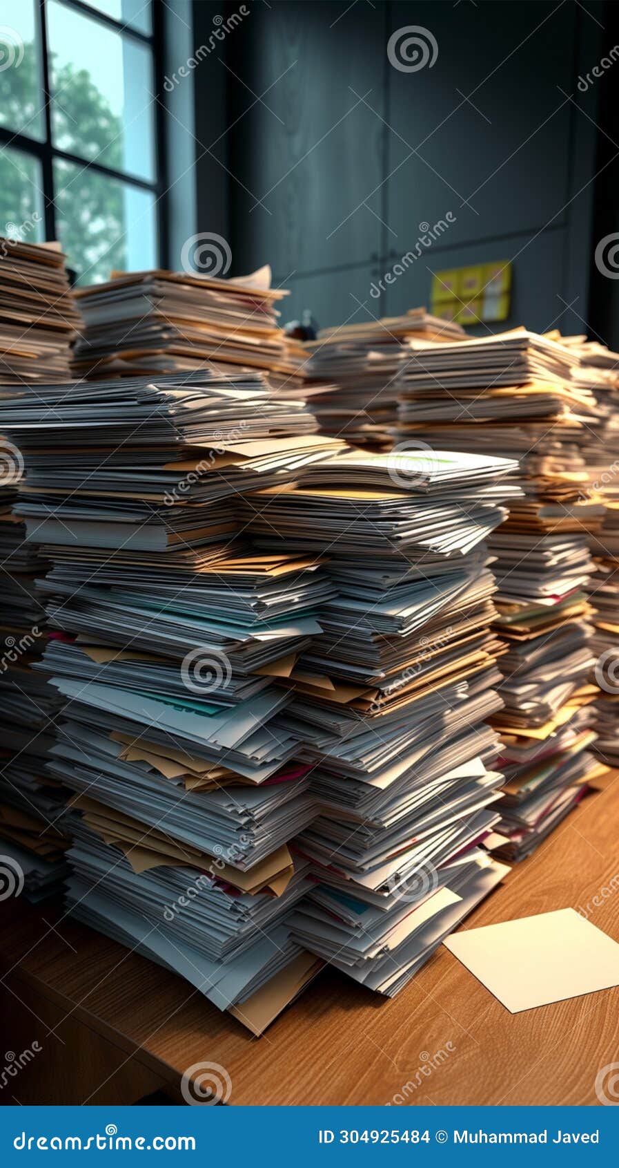 Corporate Order Stacks of Paperwork, Business Documents in Office ...
