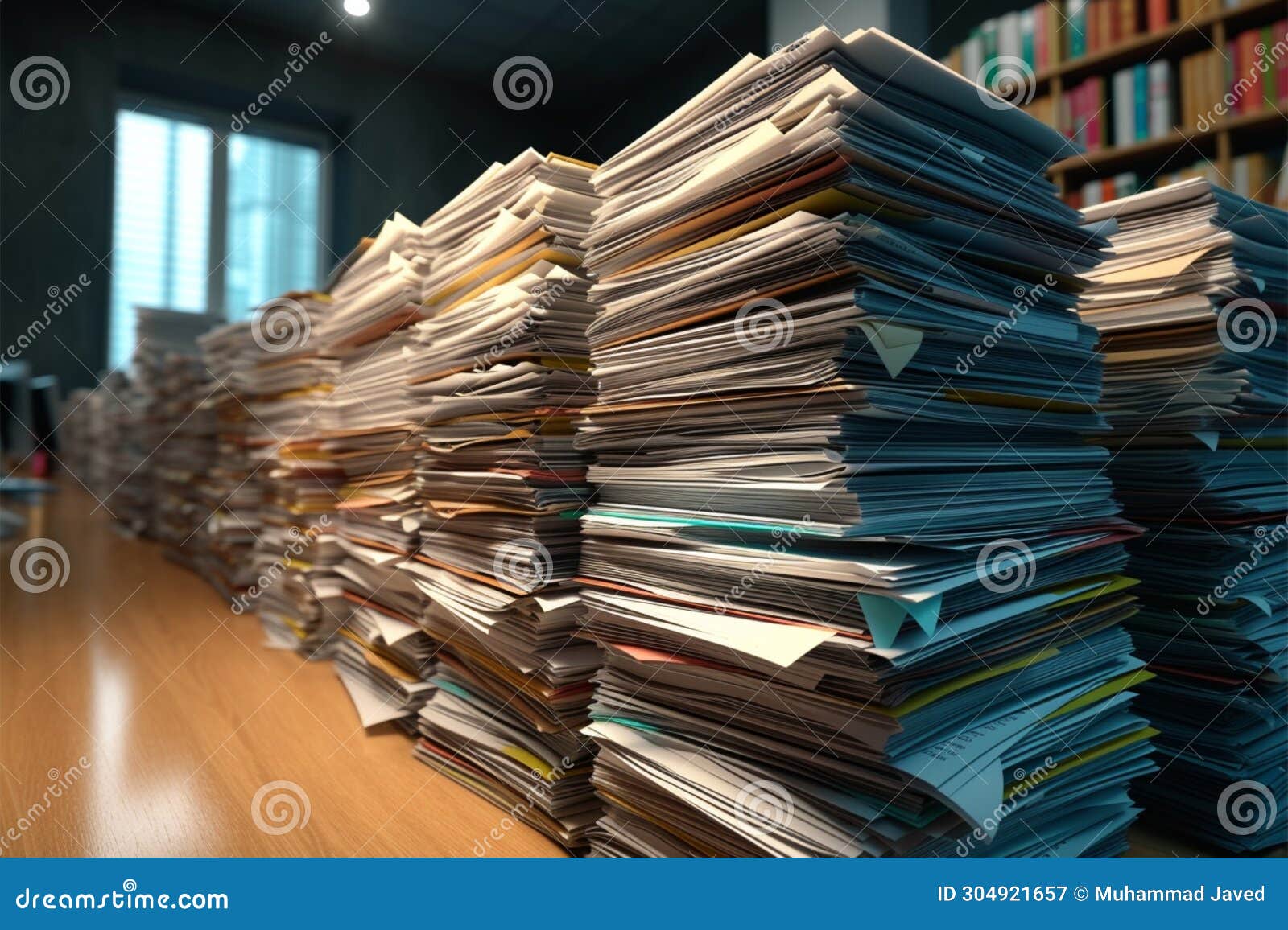 Corporate Order Stacks of Paperwork, Business Documents in Office ...