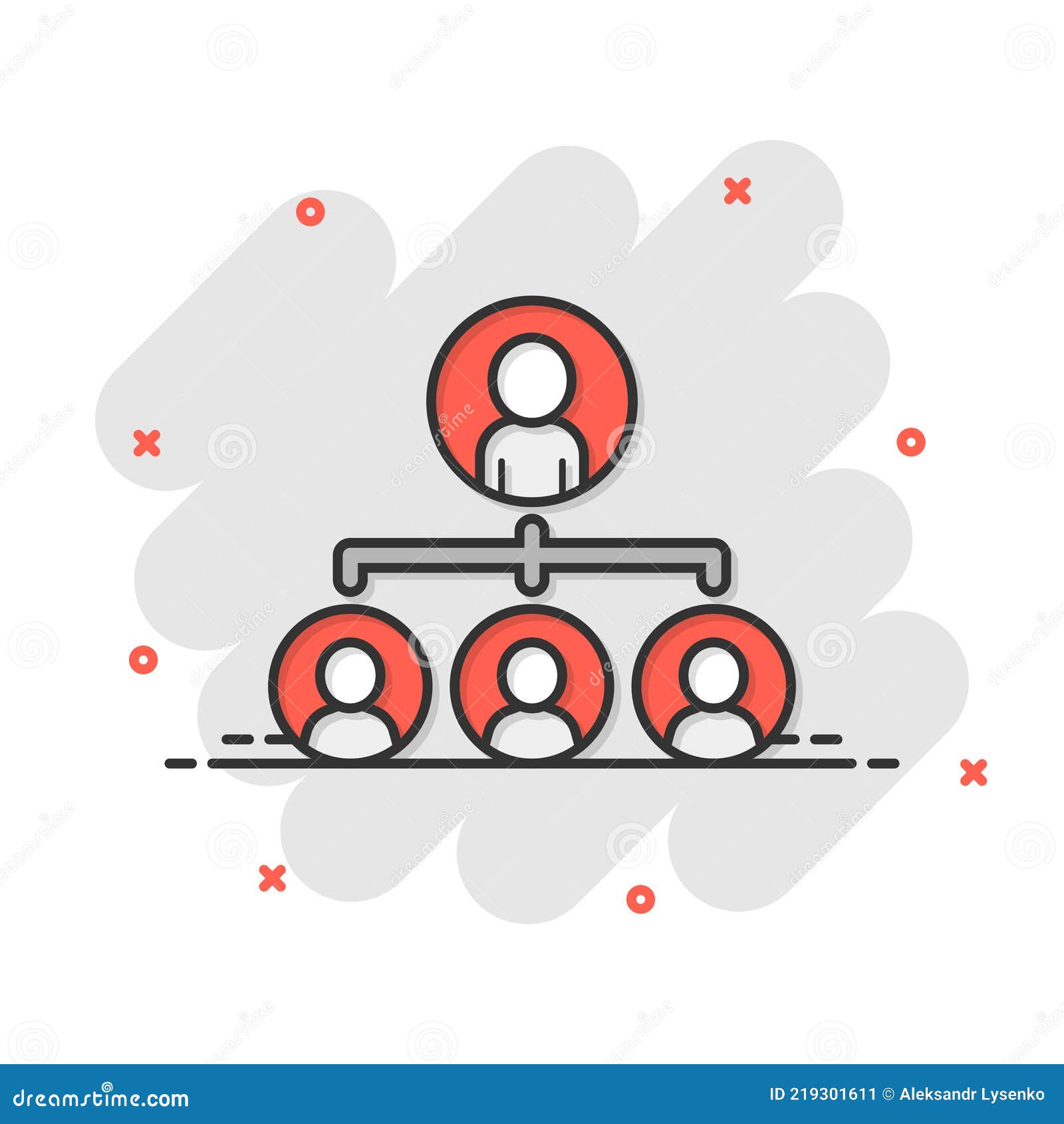 Corporate Organization Chart People Vector Icon in Comic Style. People ...