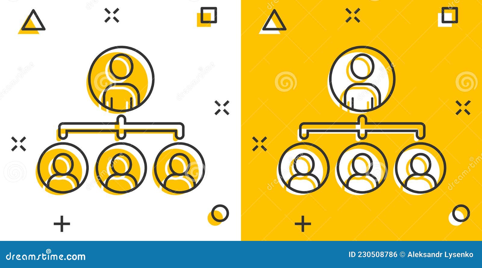 Corporate Organization Chart People Vector Icon in Comic Style. People ...