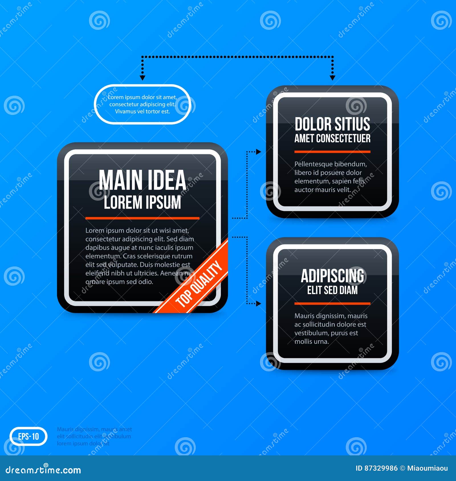 Corporate Organization Chart Template on Bright Blue Background Stock ...