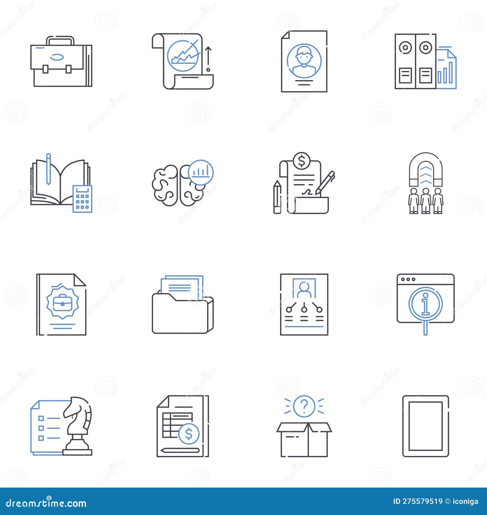 Corporate Paperwork Line Icons Collection Documentation Records