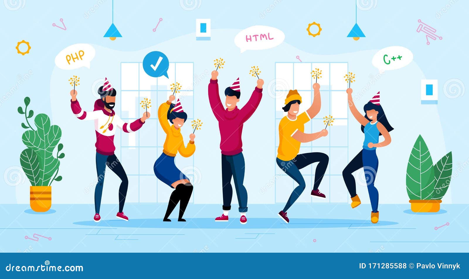 Corporate Party Celebration Flat Vector Concept Stock Vector ...