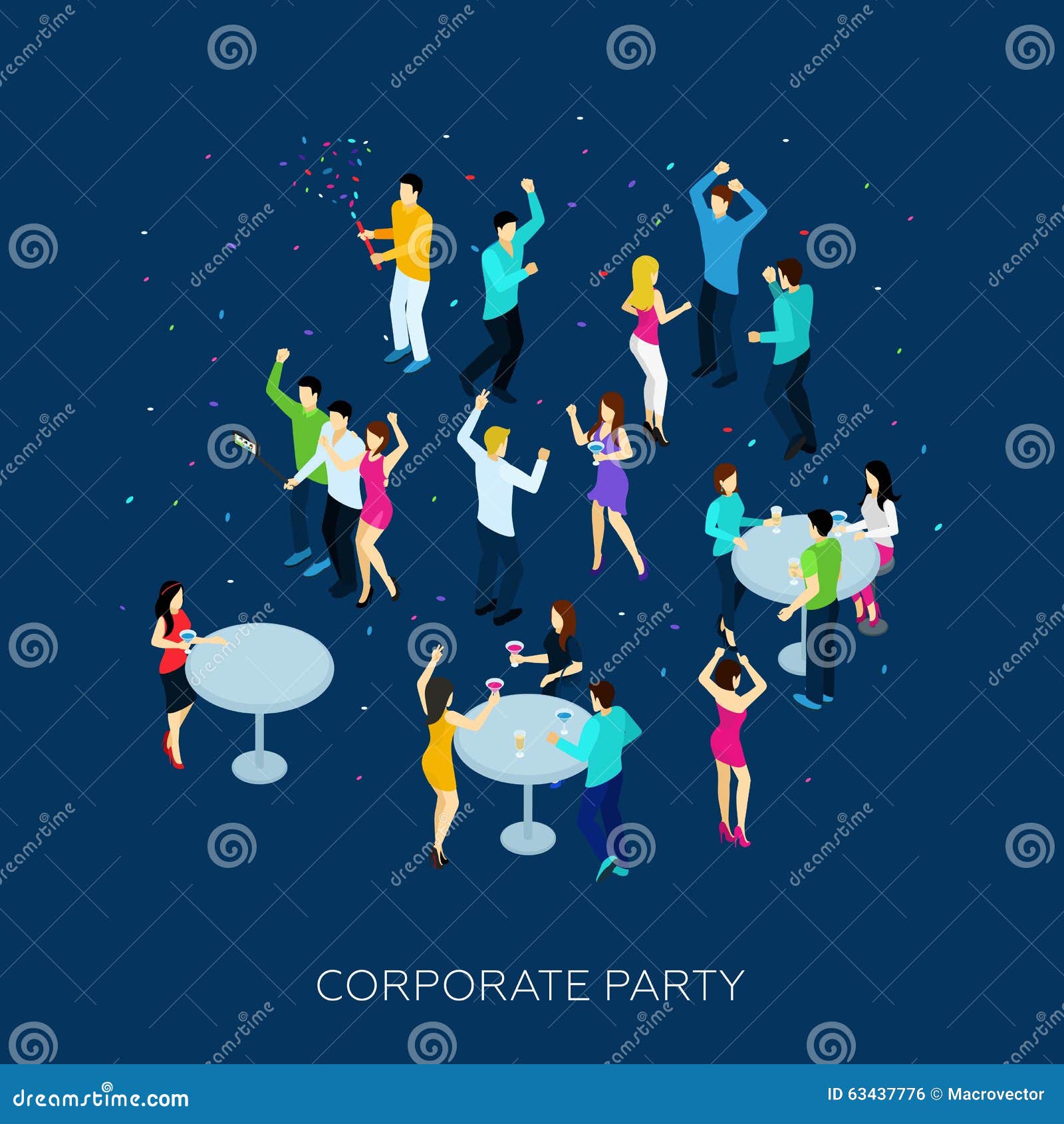 Party Concept. Friends Having Fun In Lake House. Flat People Characters ...