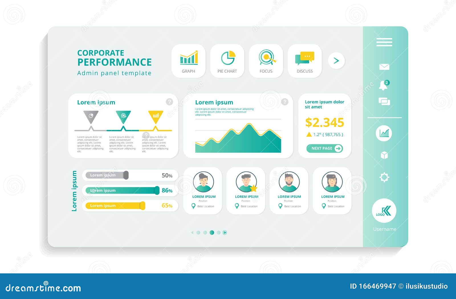 Corporate Performance, Admin Panel Info Graphic Templates Stock Vector ...