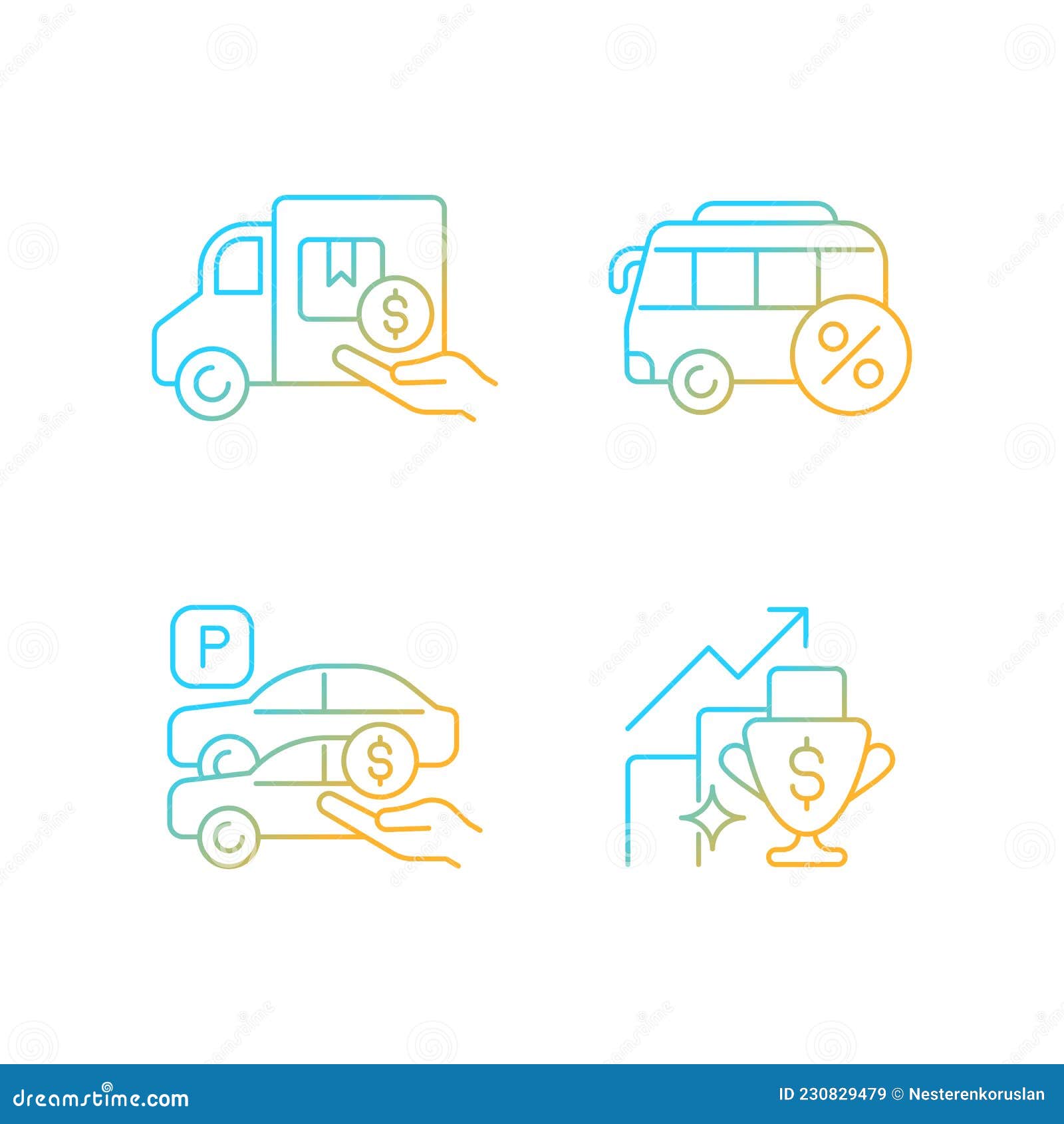 Corporate Perks at Work Gradient Linear Vector Icons Set Stock Vector ...
