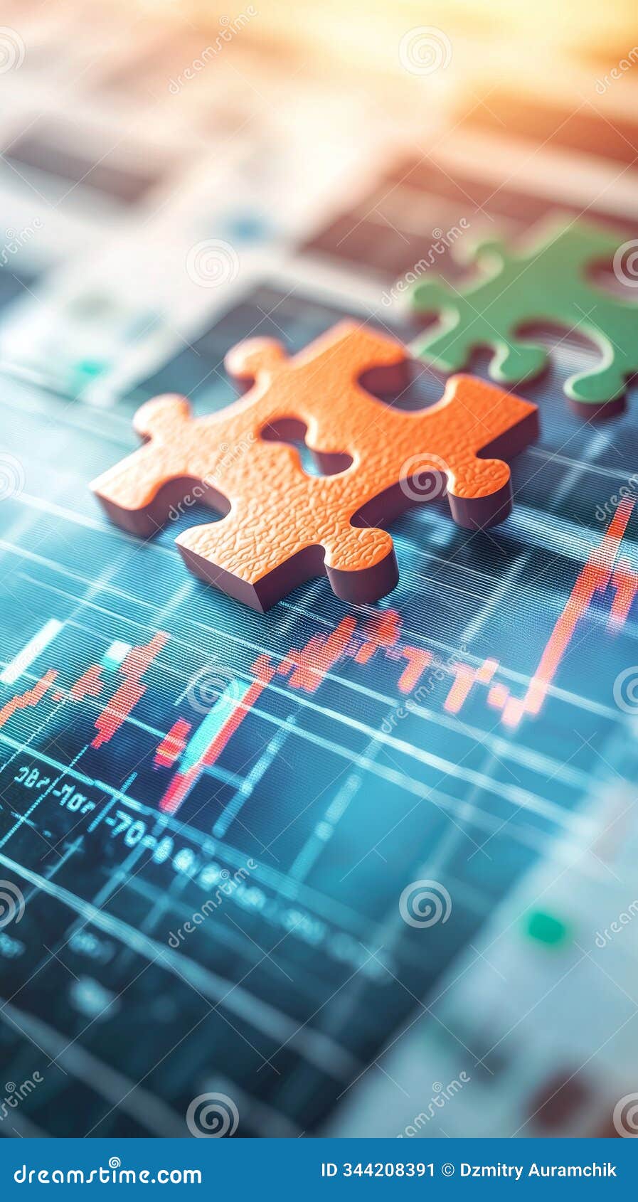 Corporate Planning Concept: Puzzle Pieces Interacting with Graphs and ...