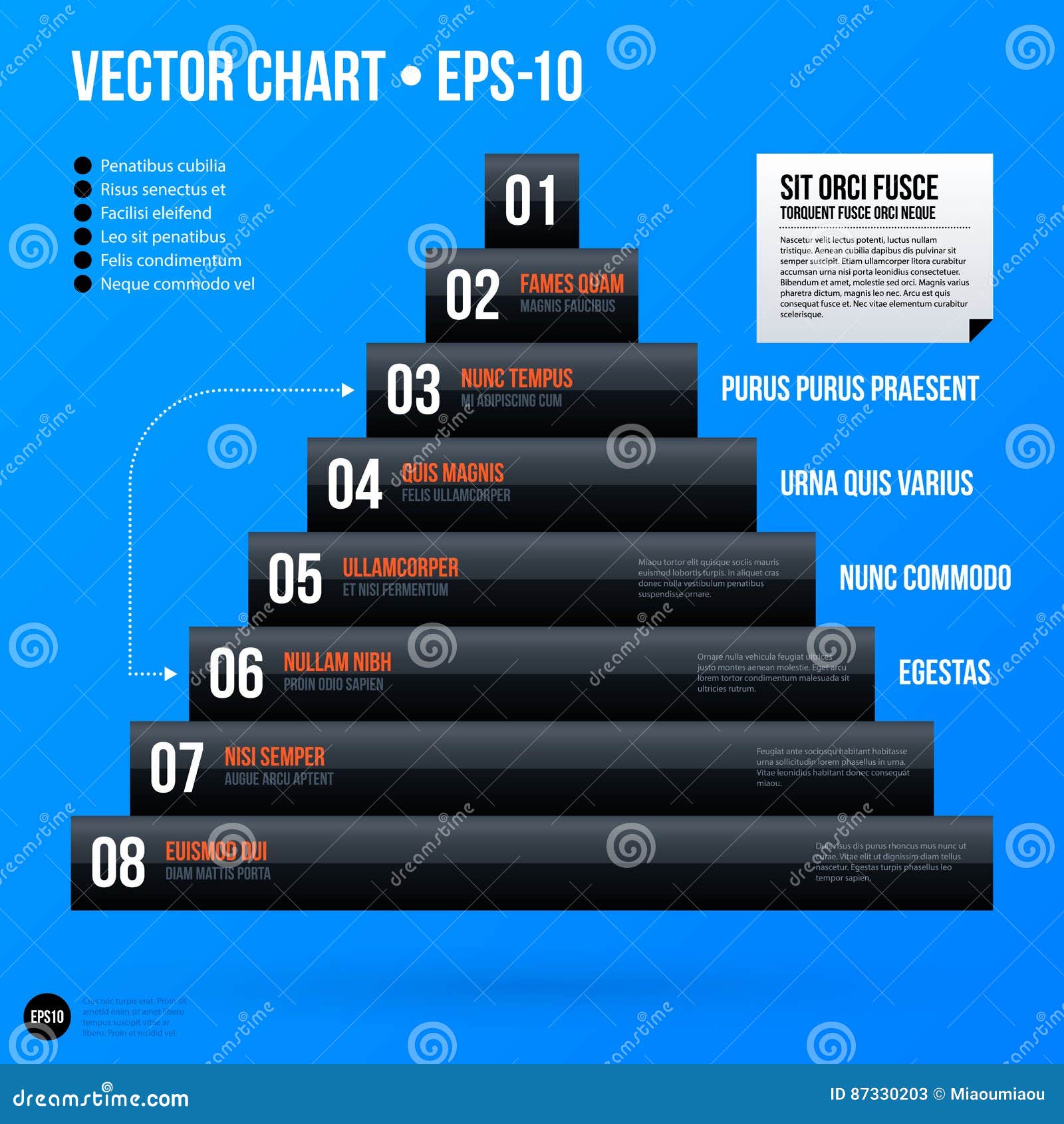 Corporate Pyramid Chart Template on Bright Blue Background Stock Vector ...