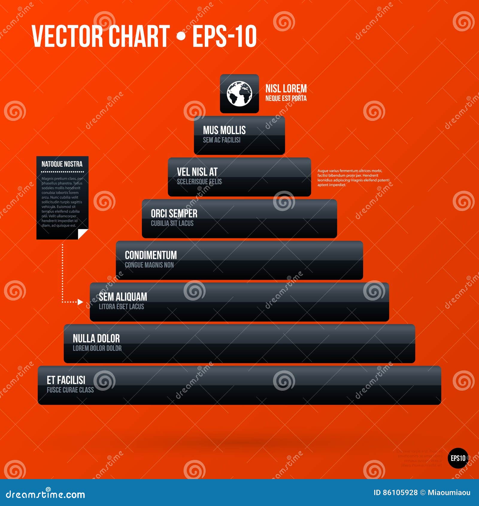 Corporate Pyramid Chart Template On Bright Blue Background Cartoon ...