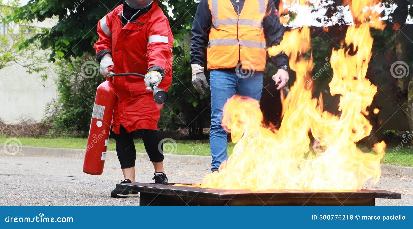 Corporate Safety - Exercise during a Firefighting Course Stock Photo ...