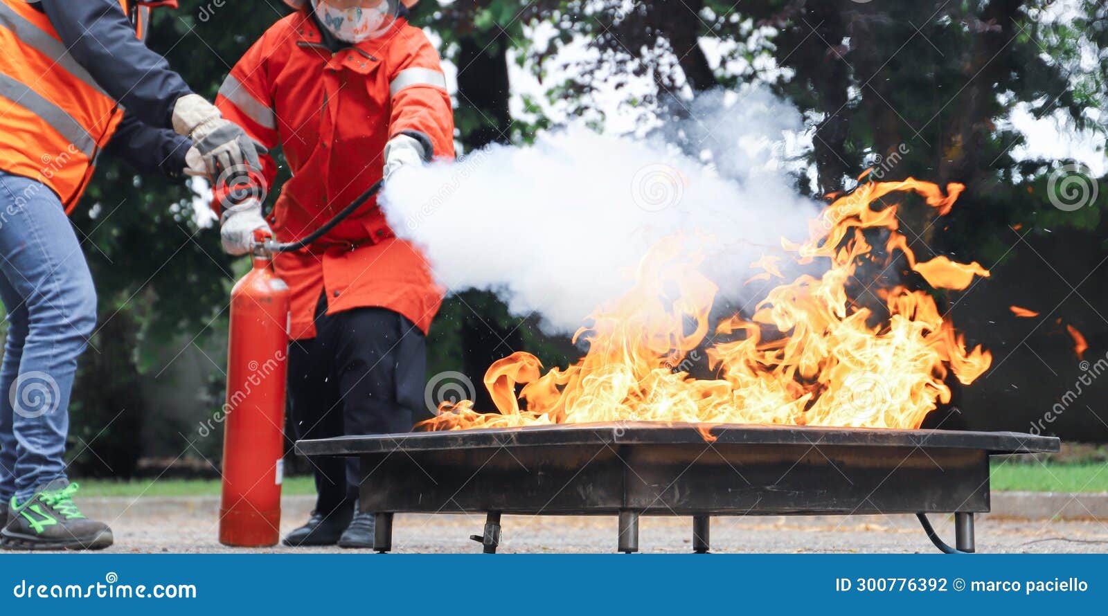 Corporate Safety - Exercise during a Firefighting Course Stock Photo ...