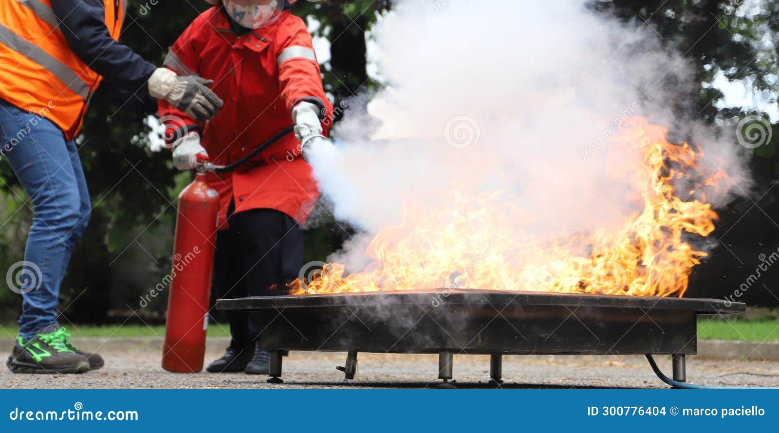 Corporate Safety - Exercise during a Firefighting Course Stock Photo ...