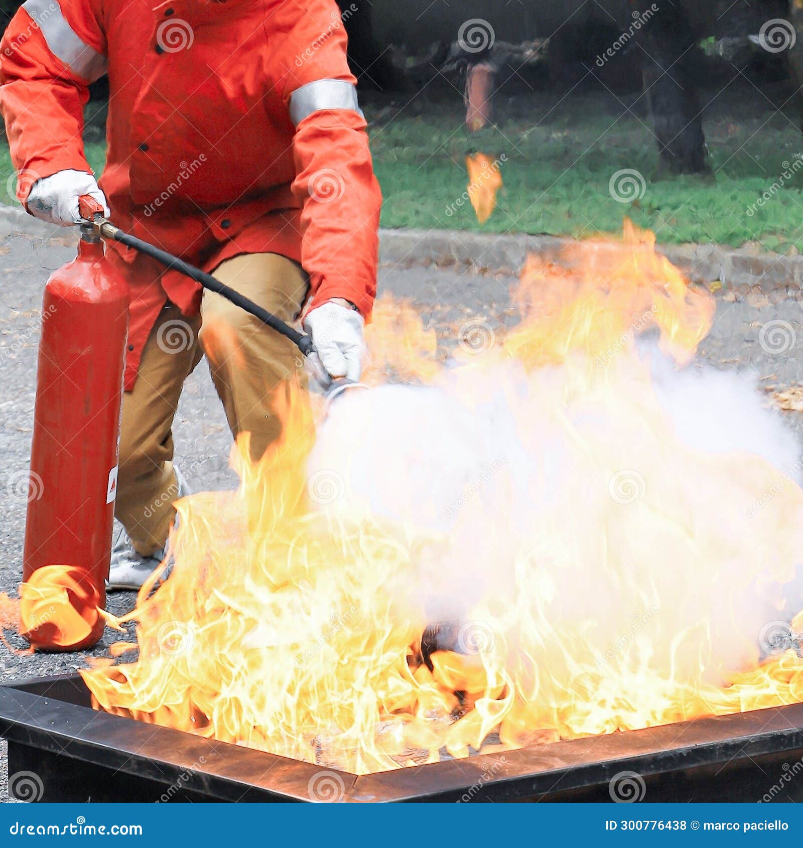 Corporate Safety - Exercise during a Firefighting Course Stock Photo ...