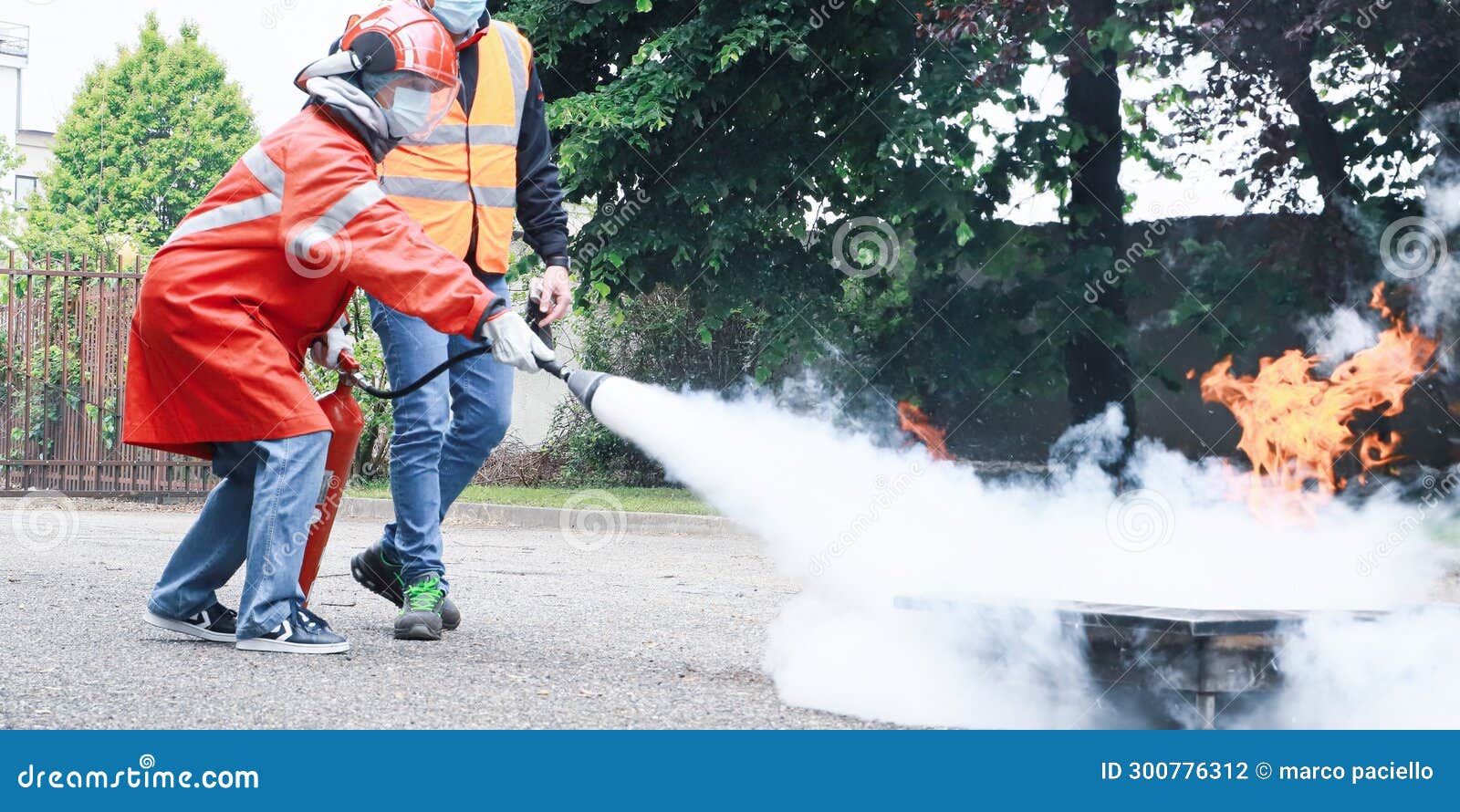 Corporate Safety - Exercise during a Firefighting Course Stock Photo ...