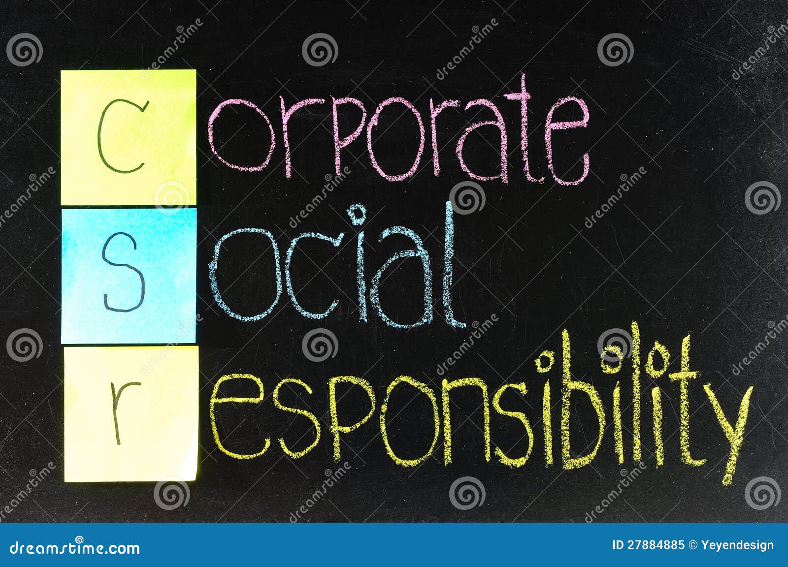 Corporate Social Responsibility CSR Activities Concept. Color Highlight ...