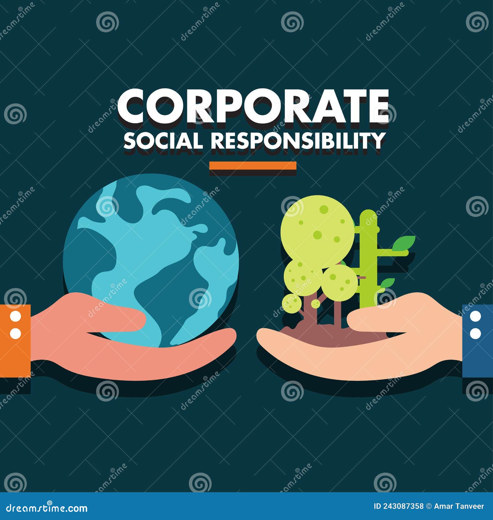 Corporate Social Responsibility CSR Poster with Globe and Nature ...