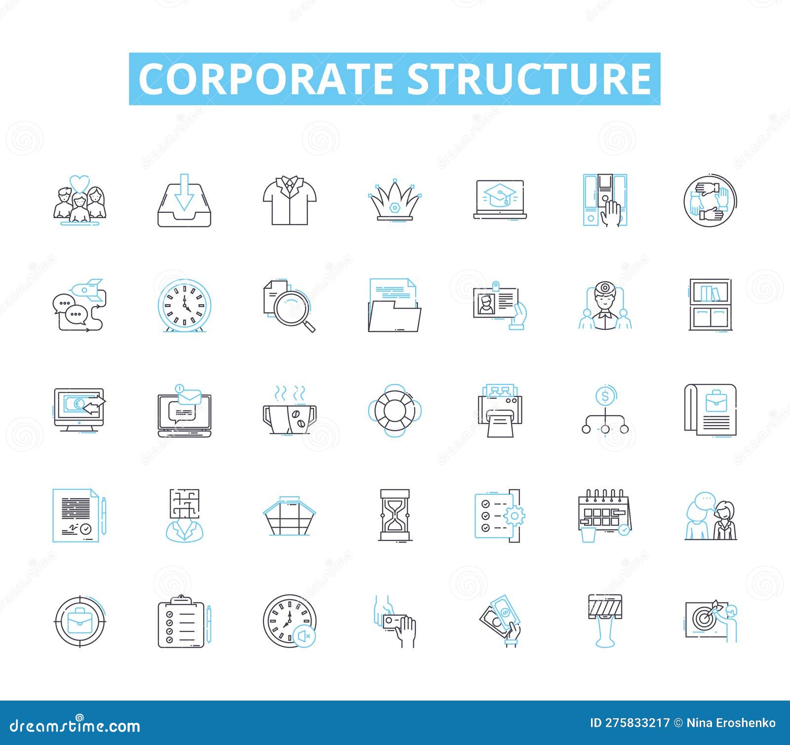 Corporate Structure Linear Icons Set. Hierarchy, Chain, Authority ...