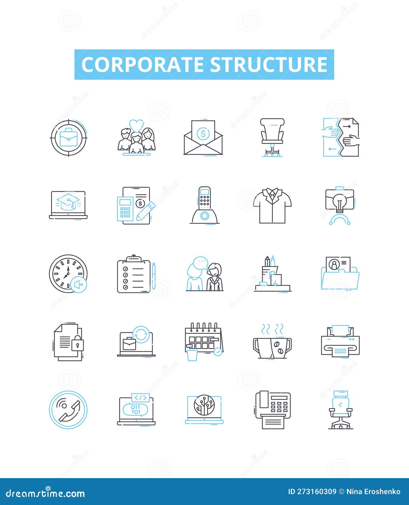 Corporate Structure Vector Line Icons Set. Organisation, Hierarchy ...