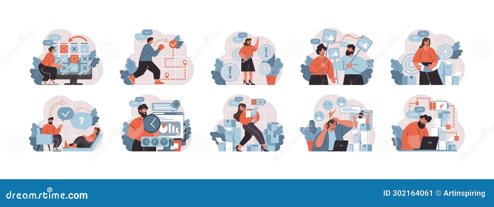 Corporate Tasks and Teamwork Set. Stock Vector - Illustration of ...