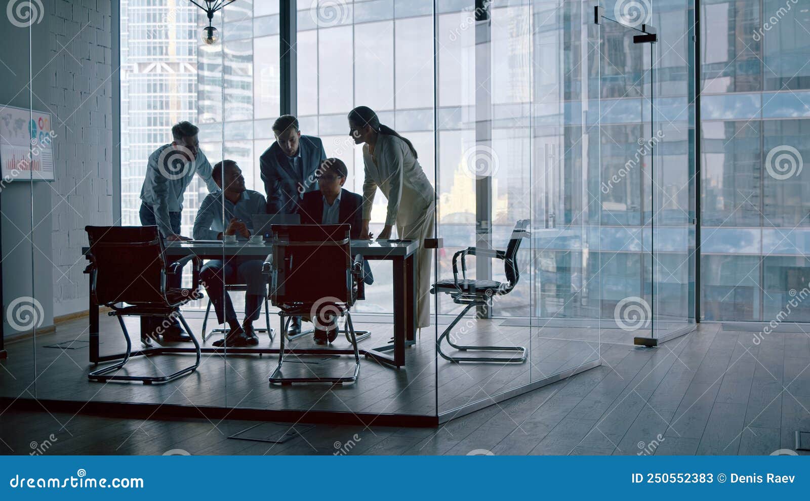 Corporate Team Discussion Using Computer Technology while Sitting at ...