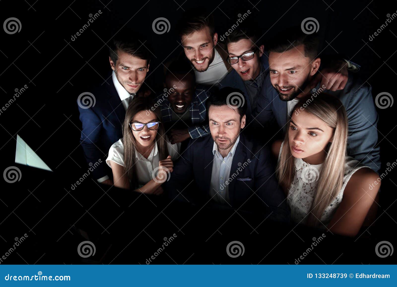 Corporate Team of Employees Looking at the Computer Screen Stock Image ...