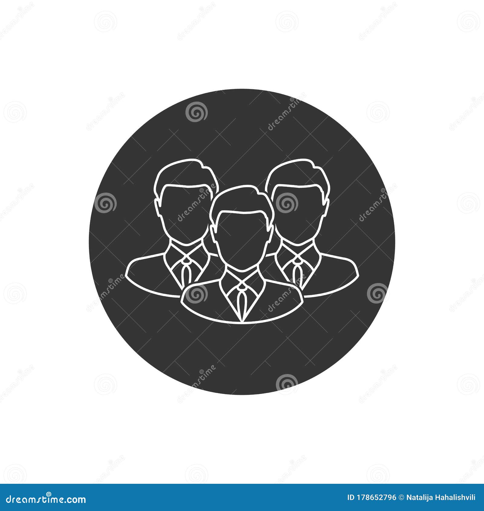 Corporate Team Line Icon. Employees Behind the Leader Stock Vector ...