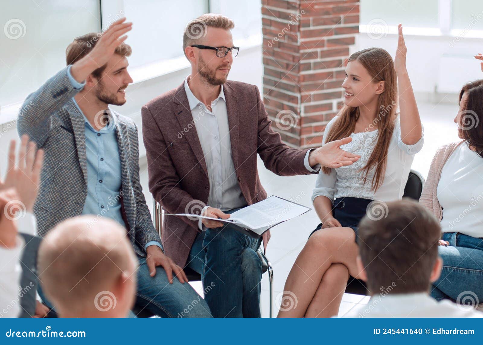 Corporate Team Votes during a Business Meeting. Stock Photo - Image of ...